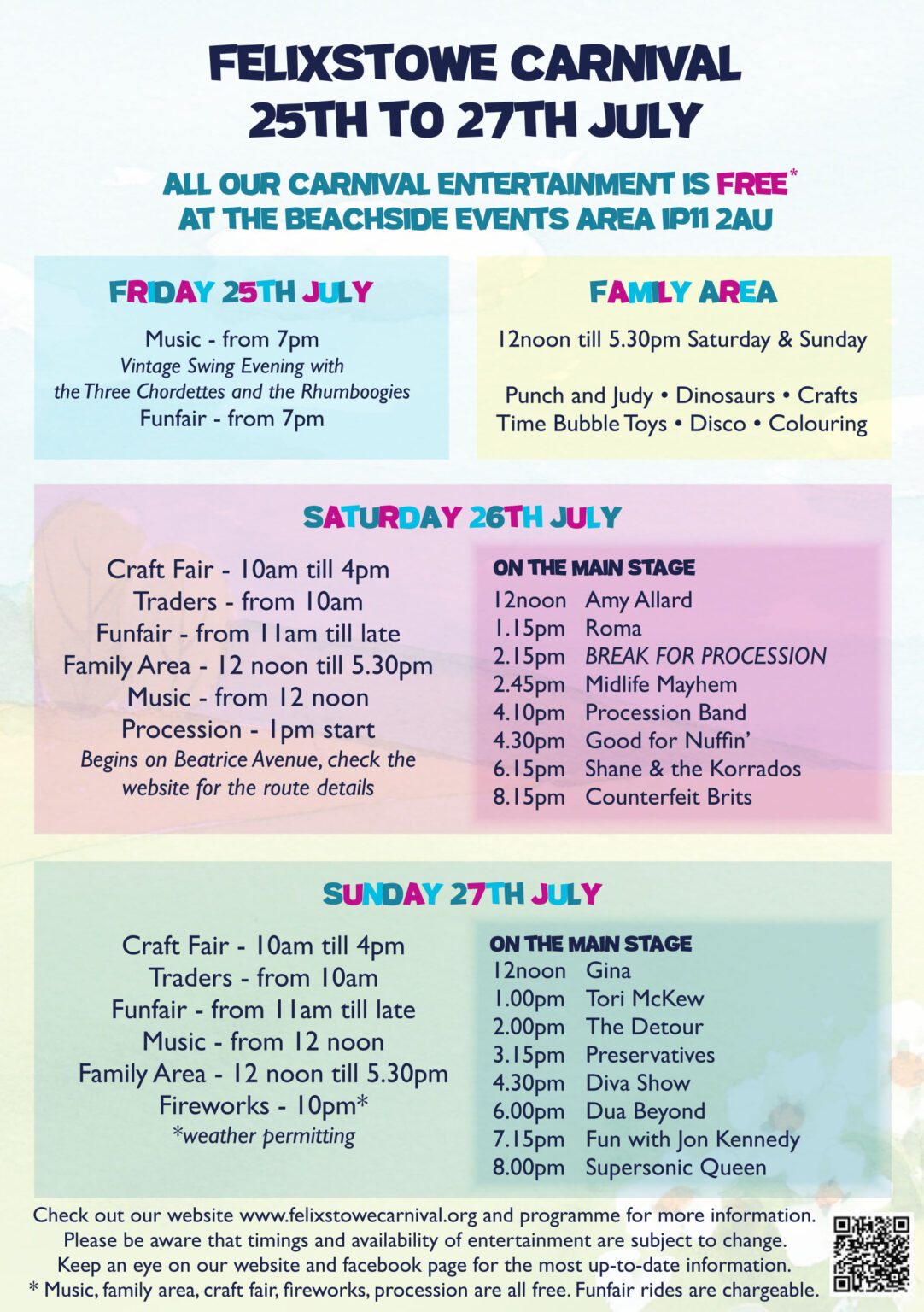What's On the MAIN STAGE - Felixstowe Carnival